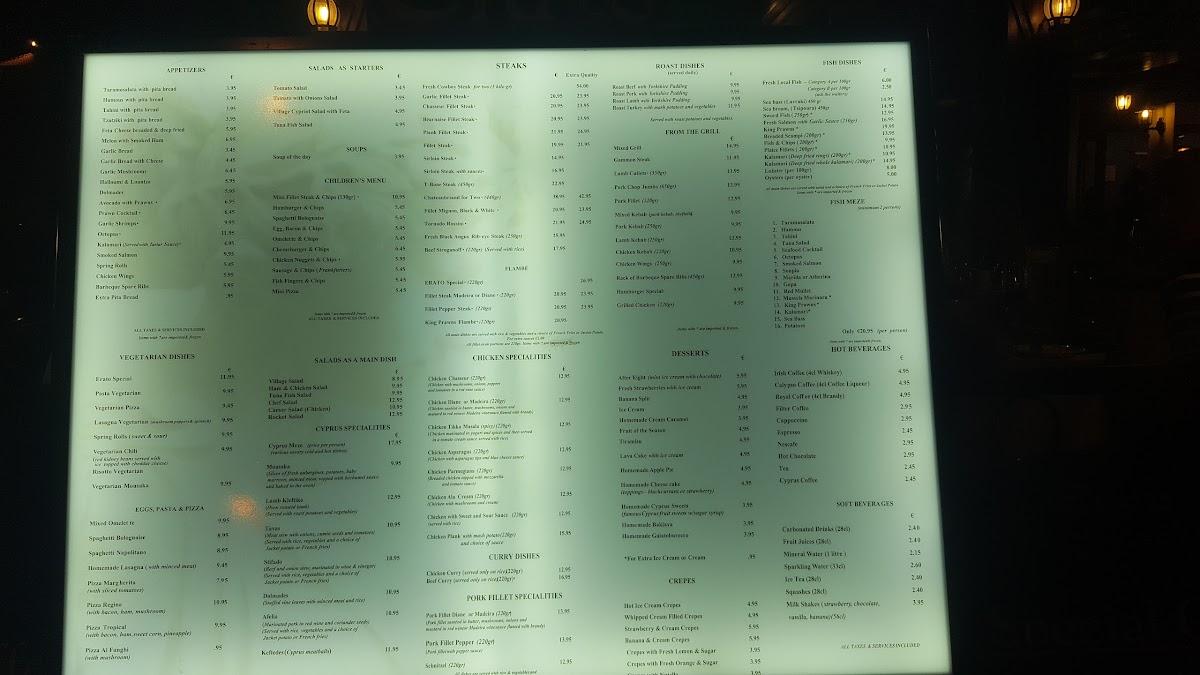 Menu at Erato Restaurant and Steakhouse, Protaras, +23F