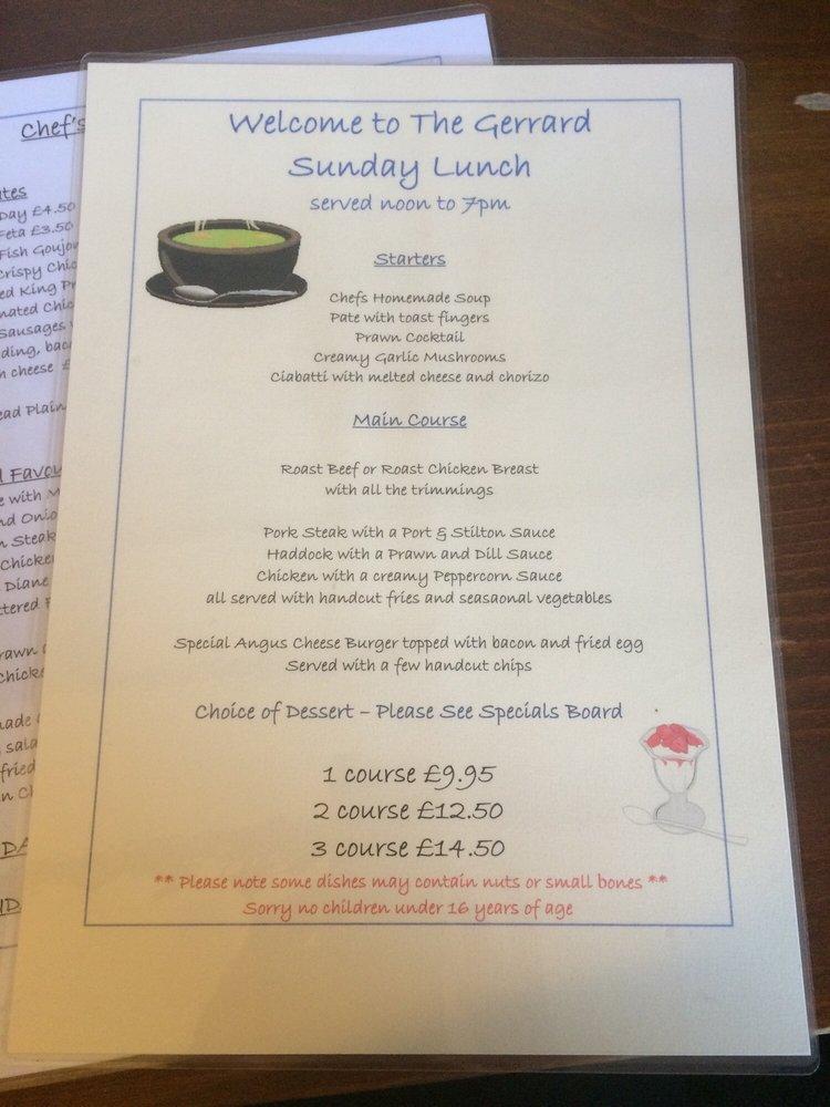 Menu at Gerrard Arms pub & bar, Wigan