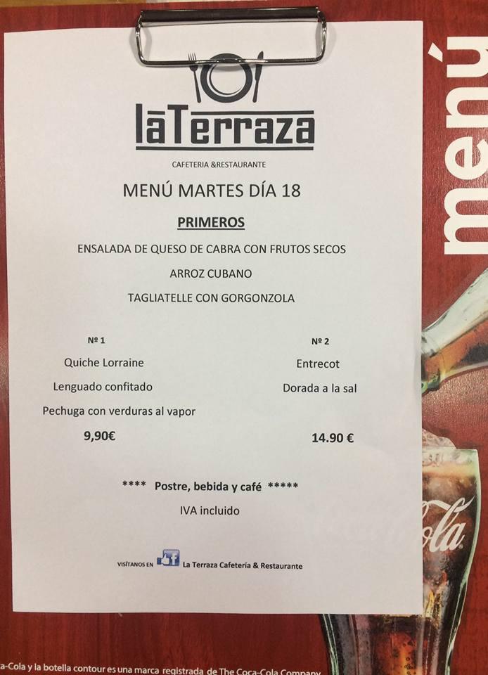 Carta de La Terraza Cafetería & Restaurante, Paterna