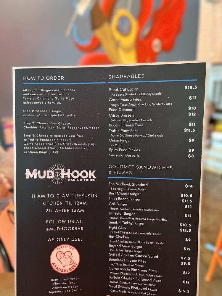 Menu at Mudhook Bar and Kitchen, Duncanville