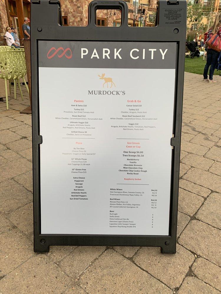 Menu at Murdock's Café pizzeria, Park City