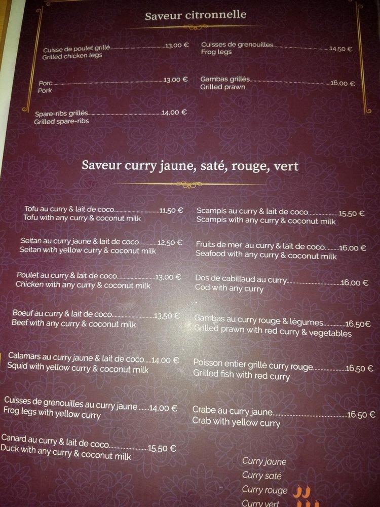 Menu at New Saigon Bangkok, Saint-Josse-ten-Noode