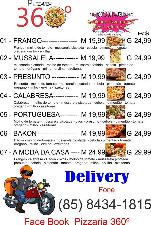 Menu at Pizzaria 360, Fortaleza