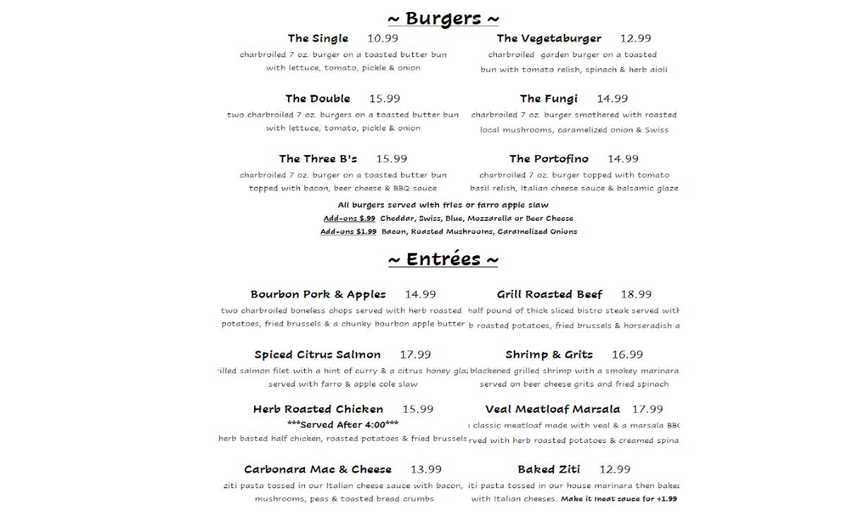 Menu at The Goose Lexington pub & bar, Lexington