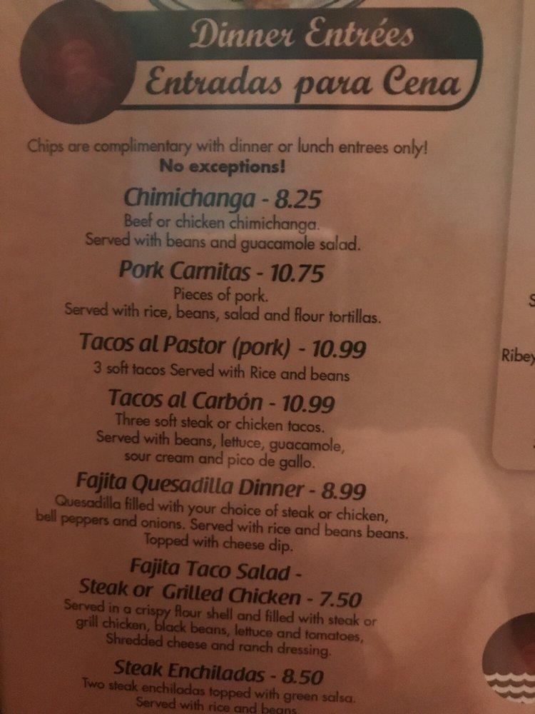 Menu at Zapata Mexican Restaurant, Birmingham, Valleydale Rd
