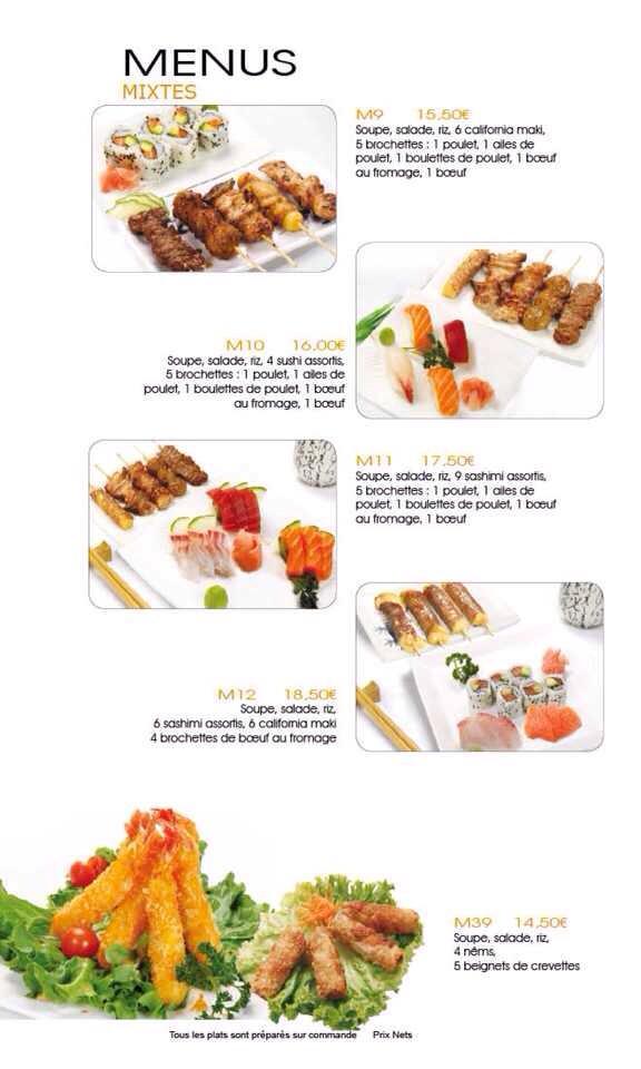 Menu au Hoki Sushi & Thaï restaurant, Châlons-en-Champagne
