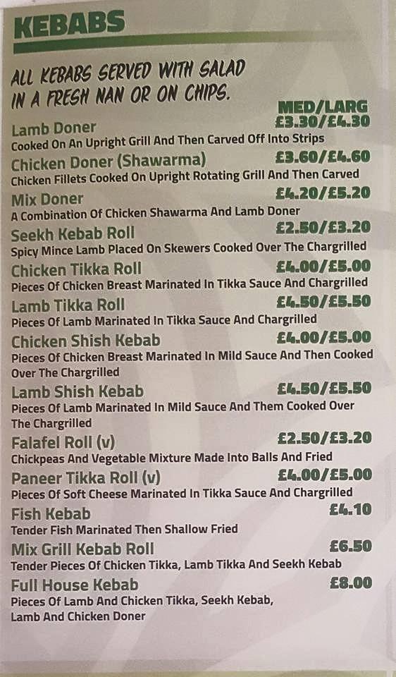 Menu at Kebabish fast food, Watford, 114 Whippendell Rd