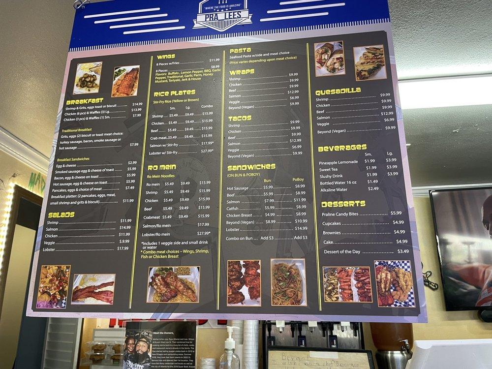 Menu at Pra_LEES restaurant, New Orleans, Frenchmen St