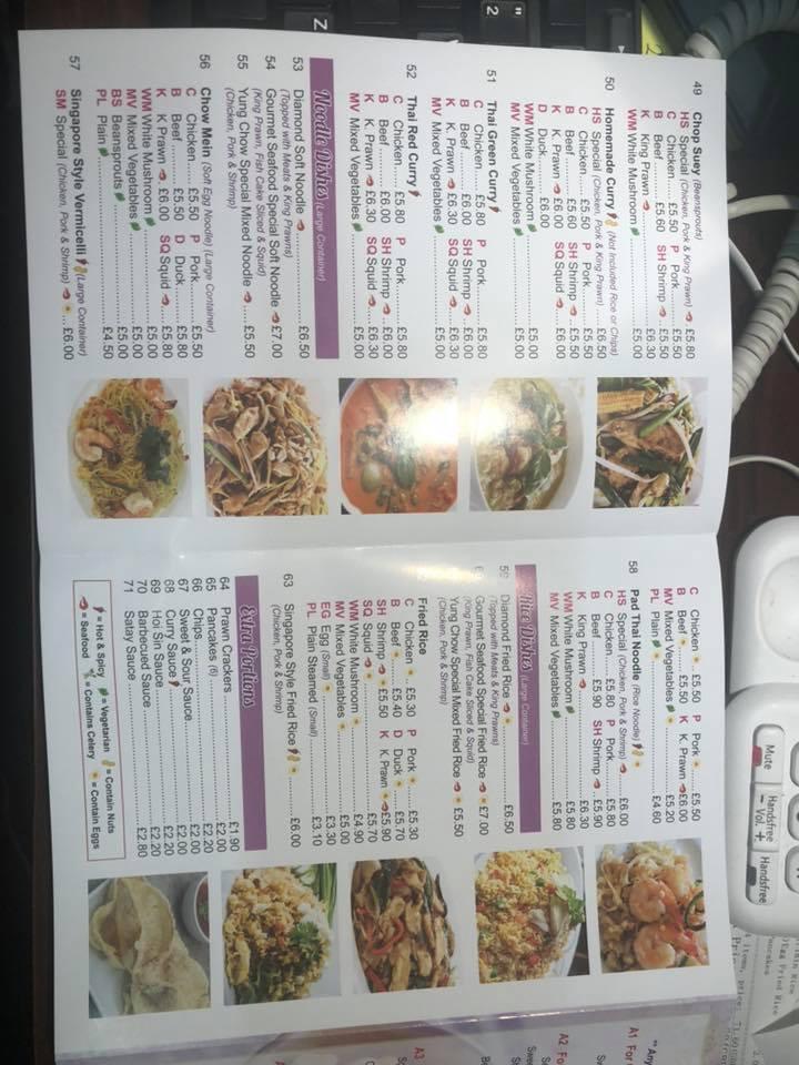 Menu at Purple Diamond restaurant, March