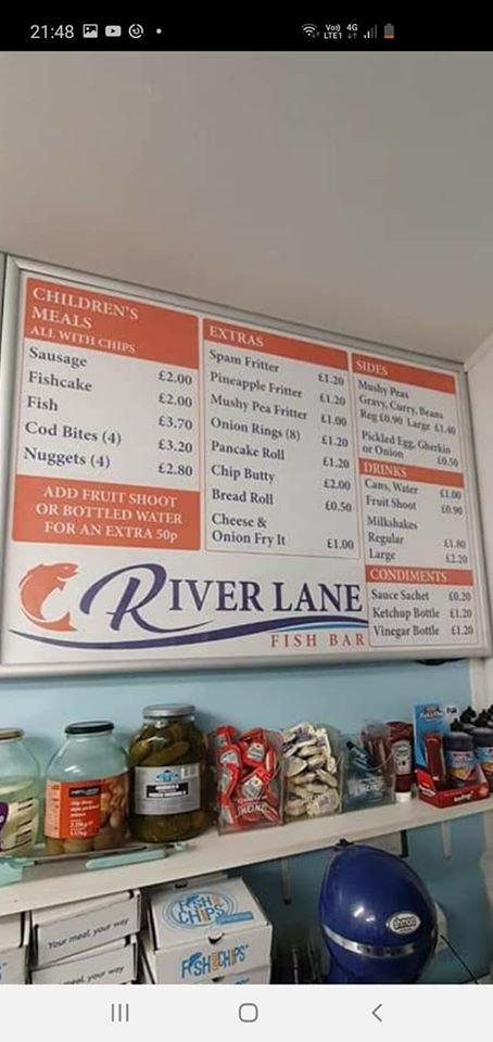 Menu at River Lane Fish Bar, Gaywood