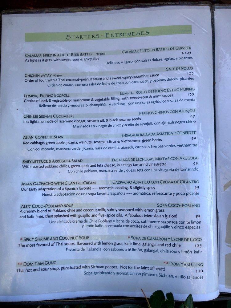 Menu at Archie's Wok restaurant, Puerto Vallarta
