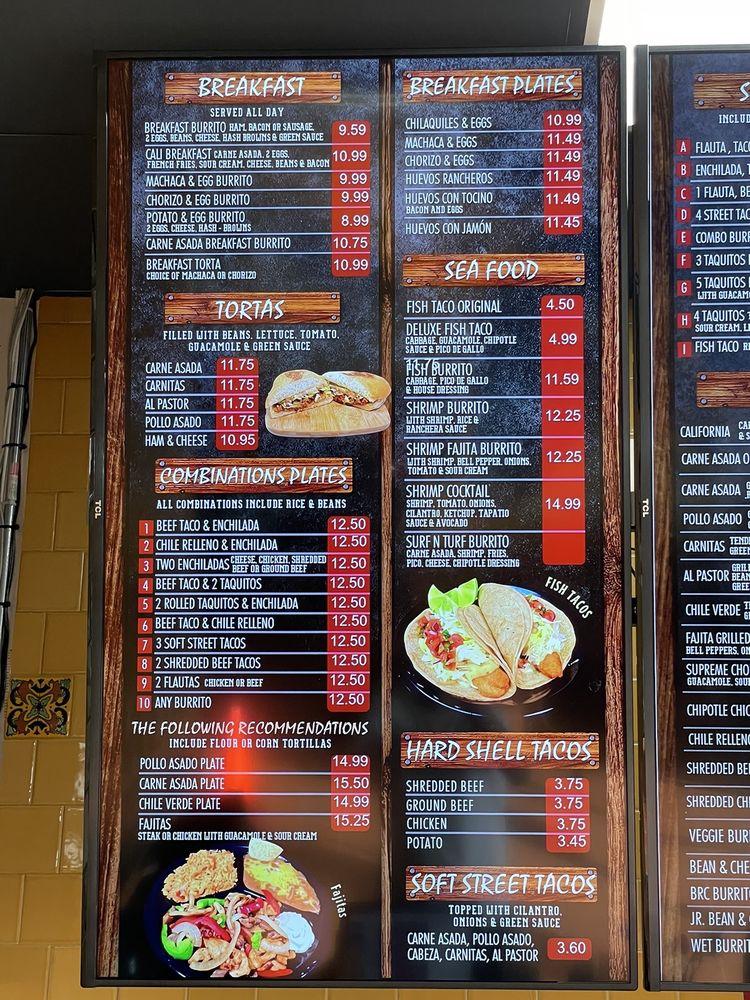 Menu at El Ranchito Taco Shop restaurant, Murrieta, Washington Ave