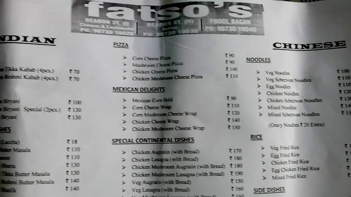 Menu at Rajbhoj, Kolkata, 53/1A