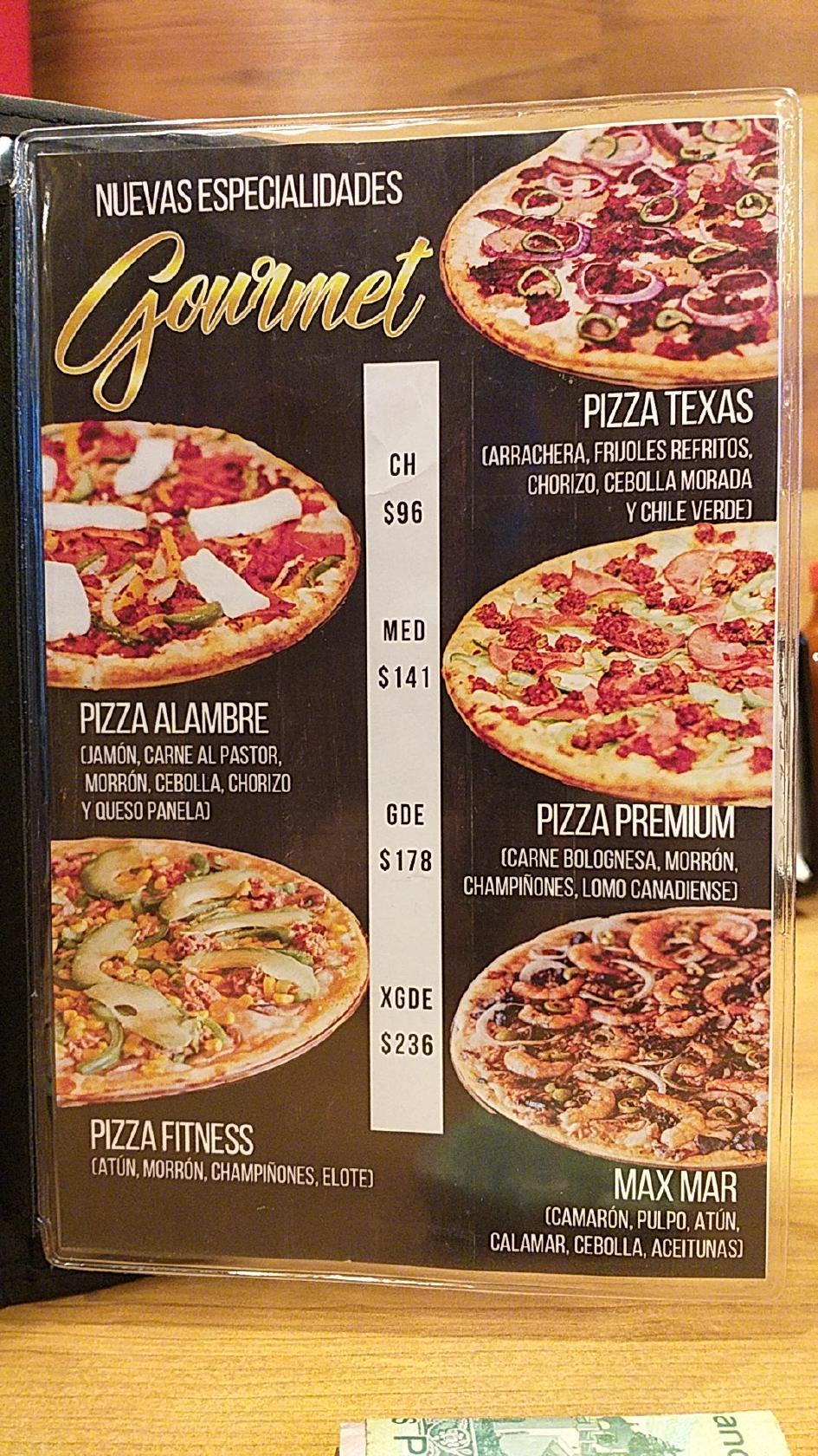 Carta de pizzería Pizza Omega, Nezahualcóyotl, Bosques de América 101