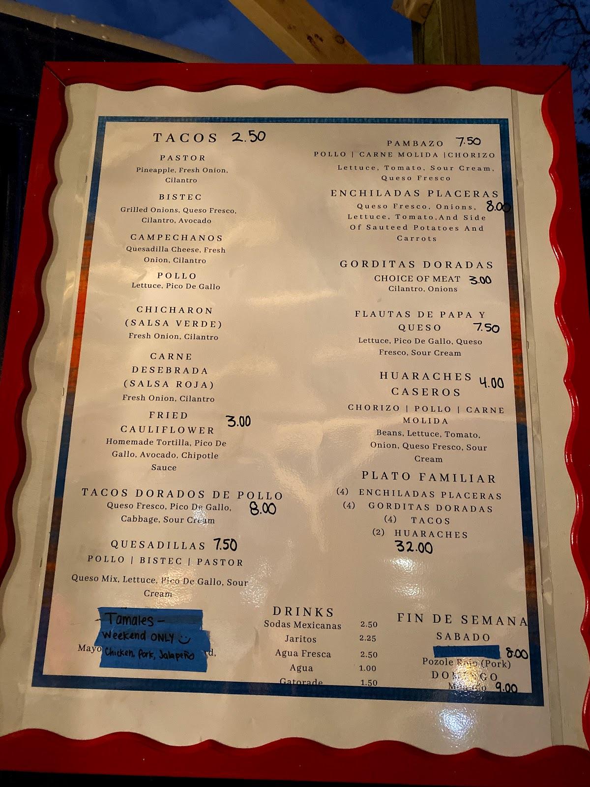 Menu at Un Mundo De Sabor restaurant, Austin, Menchaca Rd