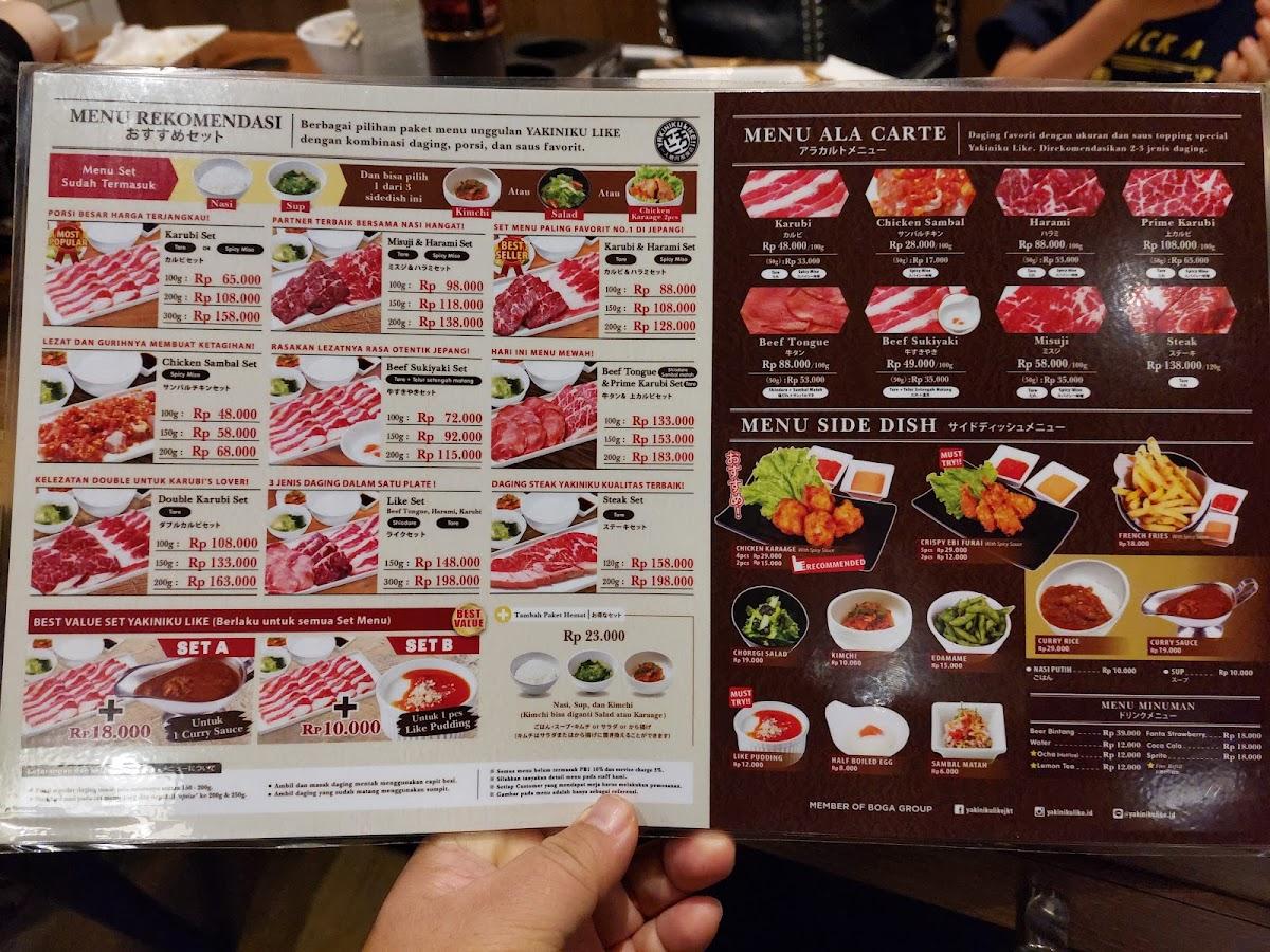 Menu at Yakiniku Like Grand Indonesia steakhouse, Central Jakarta, Jl ...