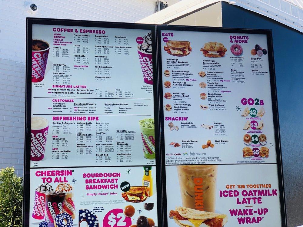 Carta del restaurante Dunkin', Virginia Beach, Providence Rd