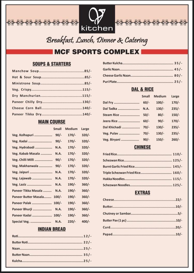 Menu at MCF V Kitchen, Mumbai, M C F Sports Complex