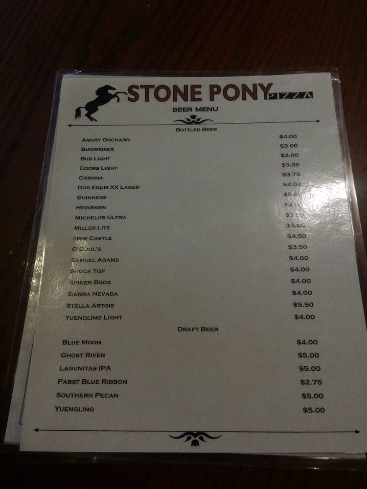 Menu at Stone Pony Pizza pizzeria, Clarksdale