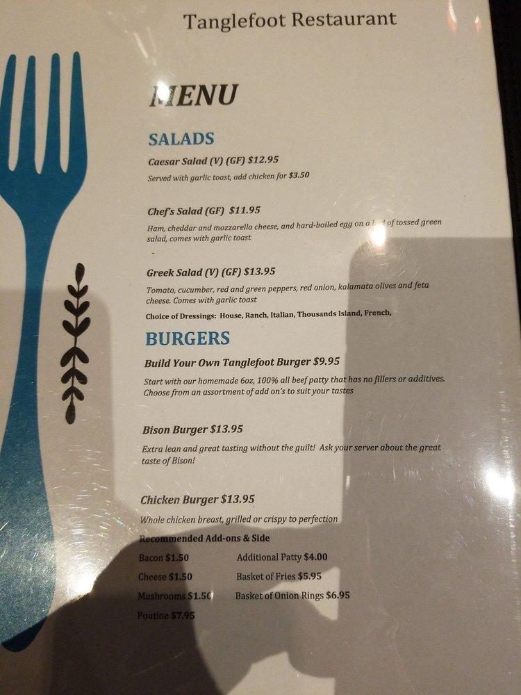 Menu at Tanglefoot Bar & Grill, Hudson's Hope