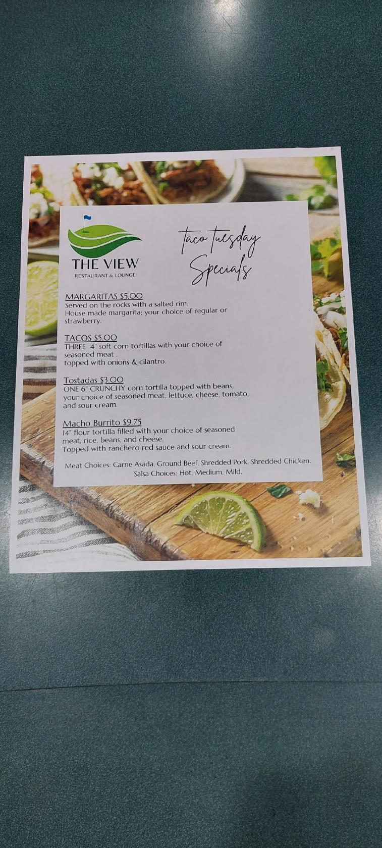 Menu at The View Restaurant & Lounge, Keizer