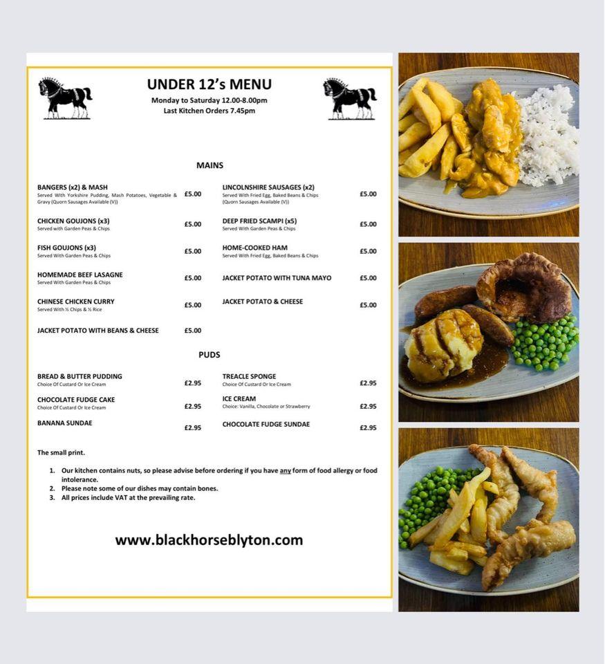 Menu at Black Horse Inn pub & bar, Gainsborough