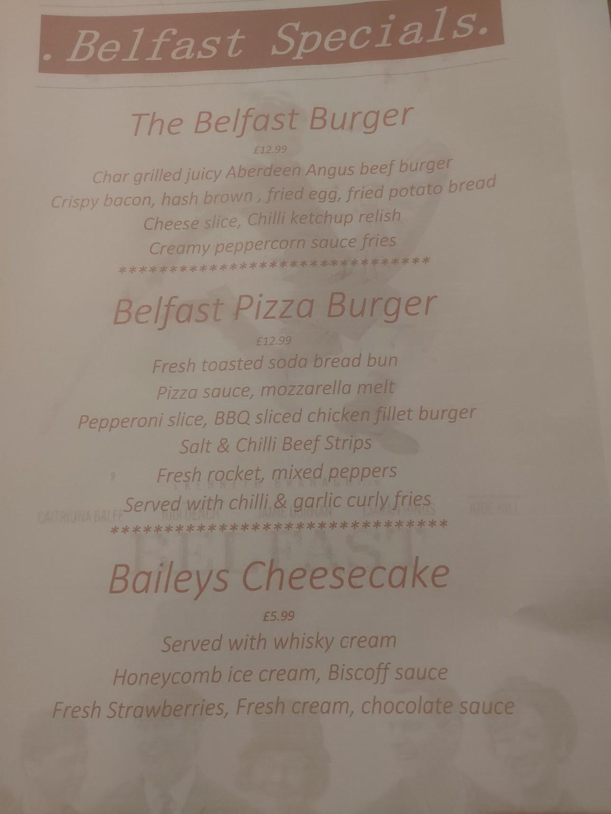 Menu at Blue Bear Grill restaurant, Lisburn
