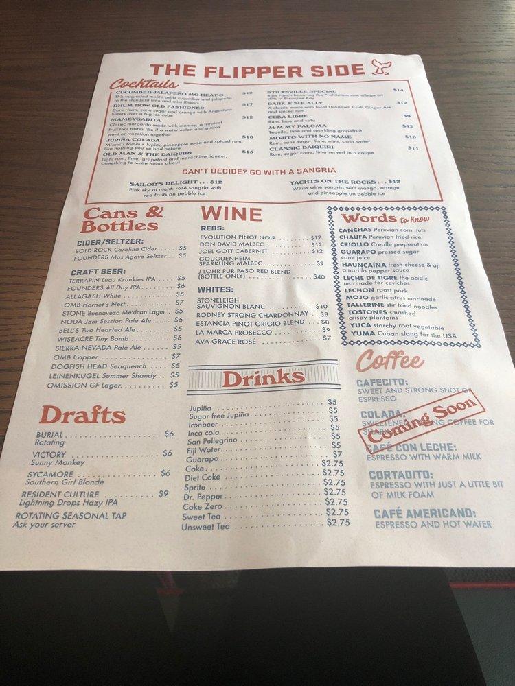 Menu at Calle Sol Latin Café & Cevicheria pub & bar, Charlotte