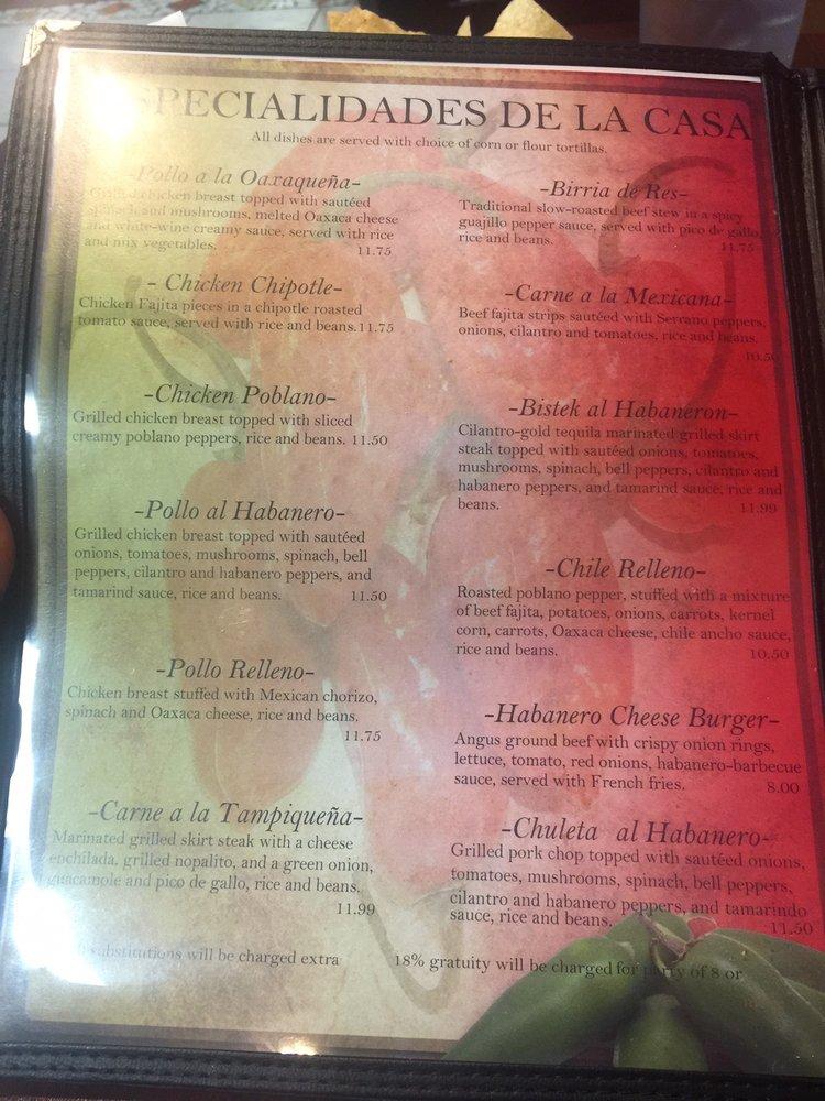 Menu at El Habanero Bar & Grill, Beaumont