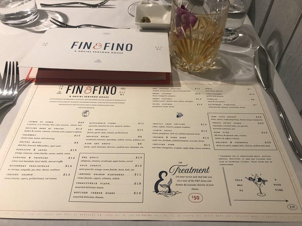 Menu at Fin & Fino pub & bar, Charlotte