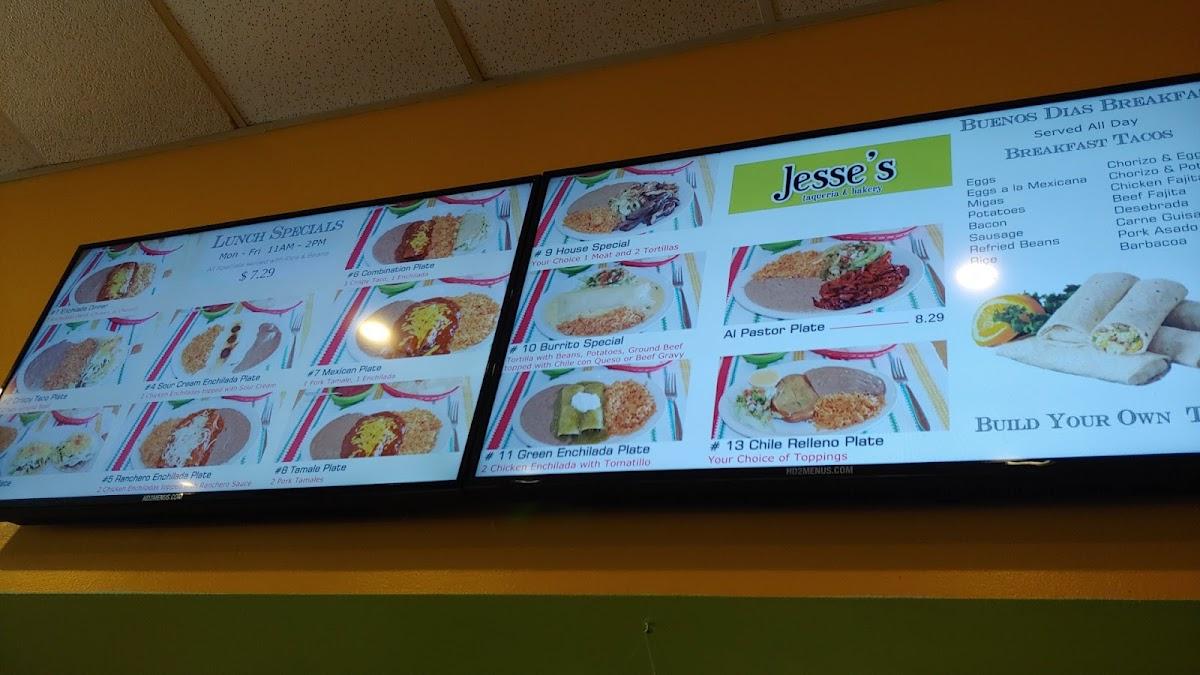 Menu at Jesse's Taqueria & Bakery, Bryan