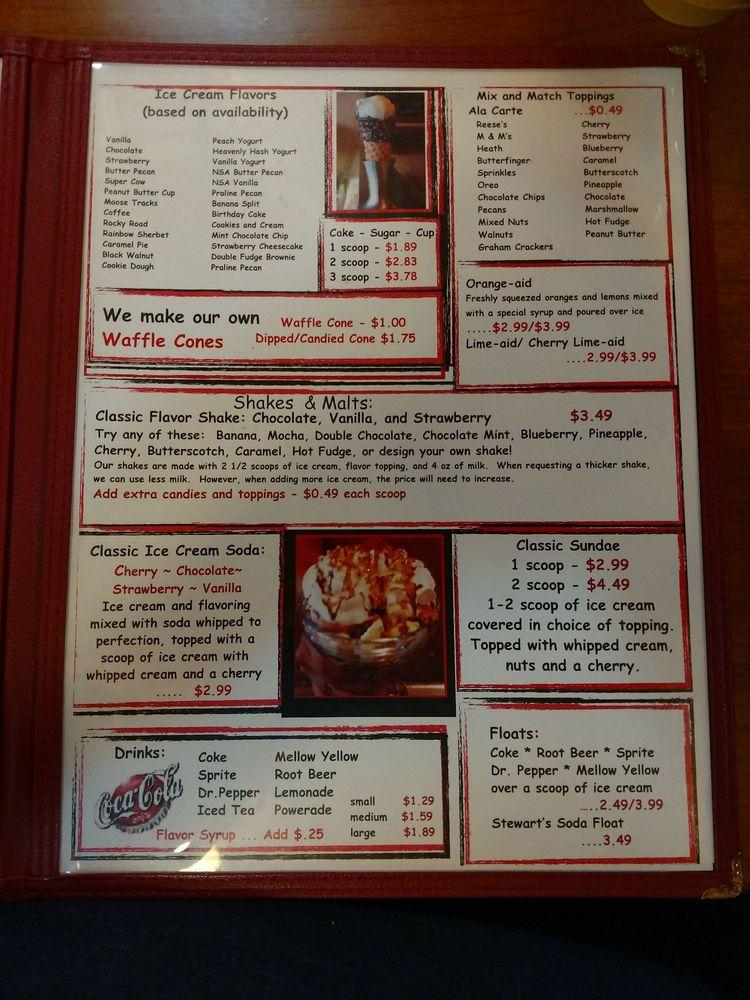 Menu at L & R Soda Bar, Elkton