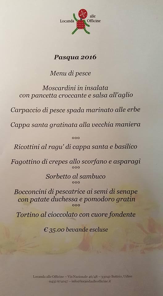 Speisekarte von Locanda alle Officine, Buttrio