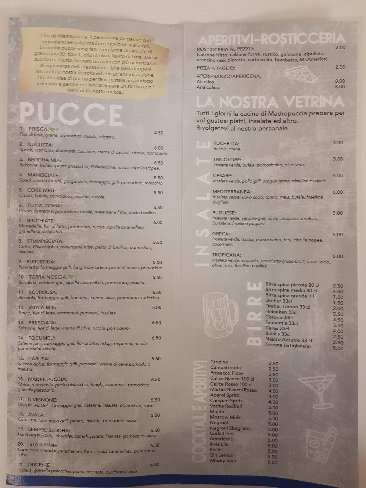 Menu da Madre Puccia ristorante, Torre Vado