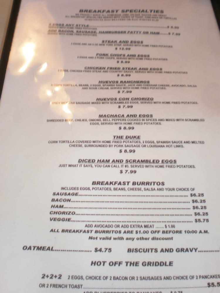 Menu at Village Cafe, Long Beach