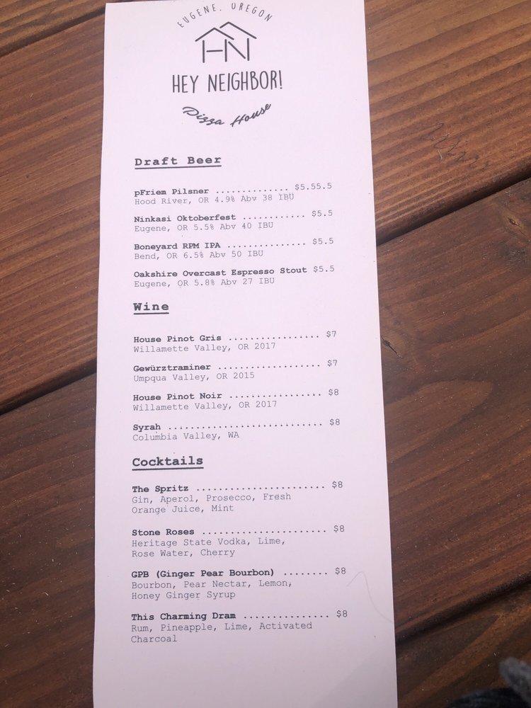 Menu at Hey Neighbor! - Campus pizzeria, Eugene