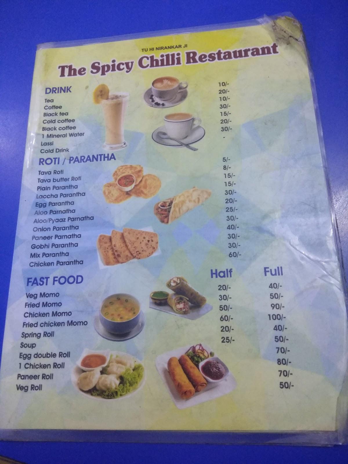 Menu at The Spice Chilliz Restaurant Dehradun, Dehradun