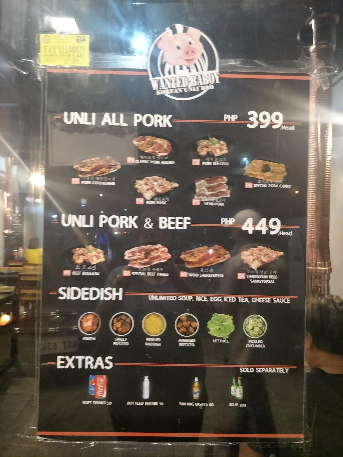 Menu at Wanted Baboy Korean Unli-BBQ, Caloocan
