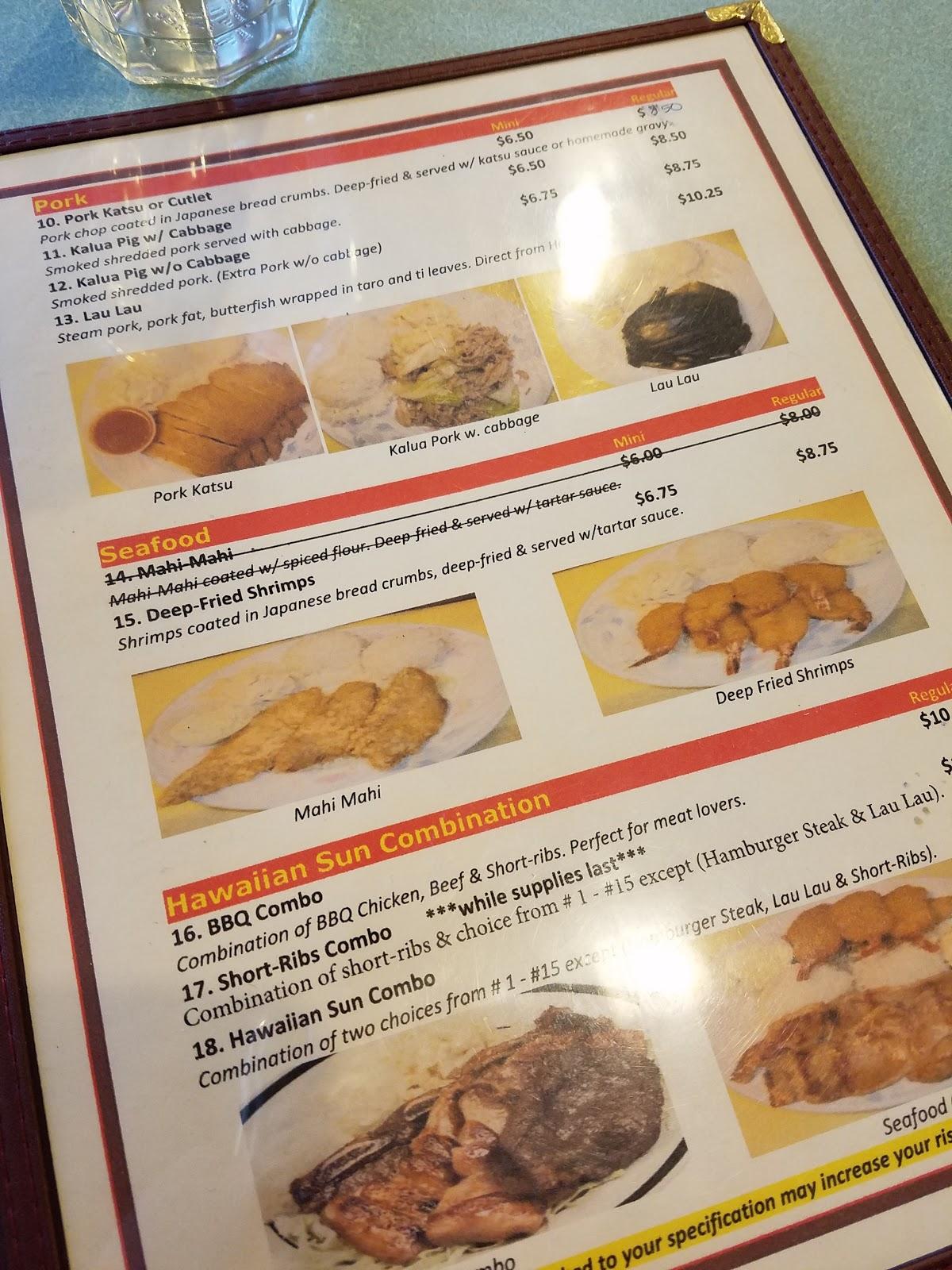 Menu at Hawaiian Sun BBQ, Everett