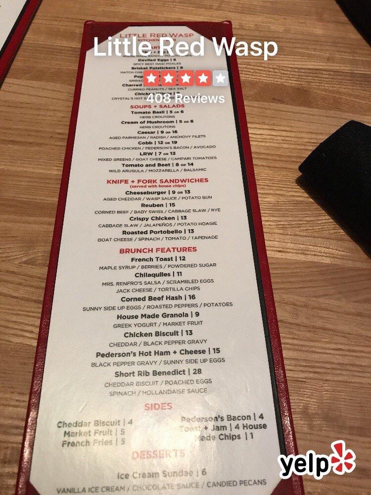 Menu at Little Red Wasp restaurant, Fort Worth
