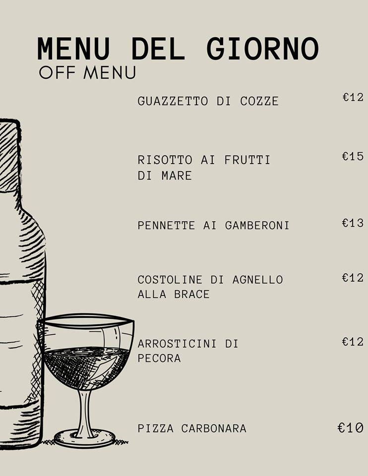 Menu da Trattoria pizzeria Lo Spizzico, Palau