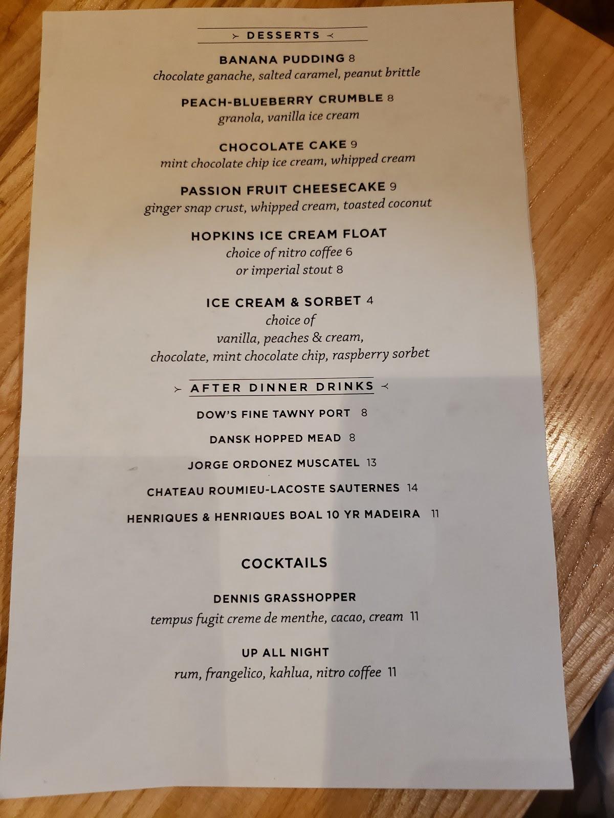 Menu at The Blue Hen pub & bar, Rehoboth Beach