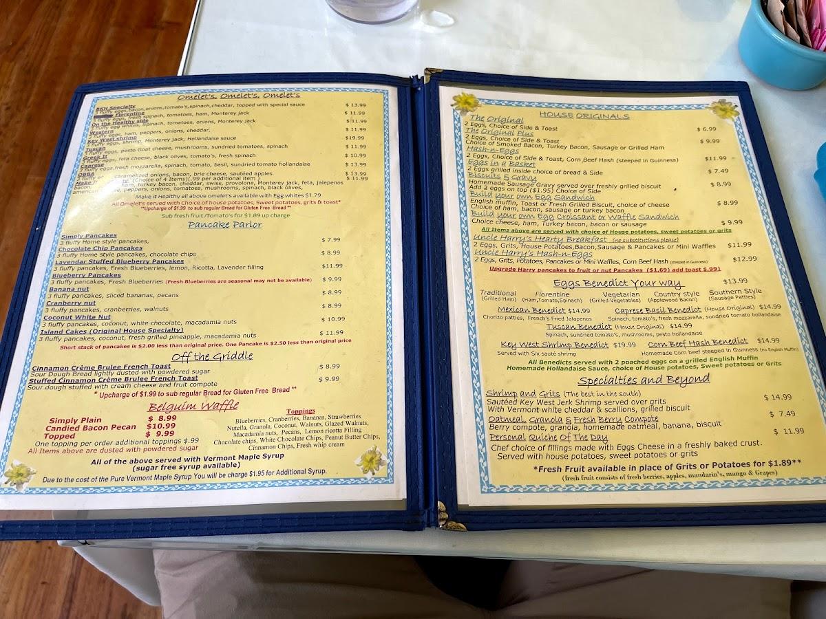 Menu at The Breakfast House restaurant, Sarasota