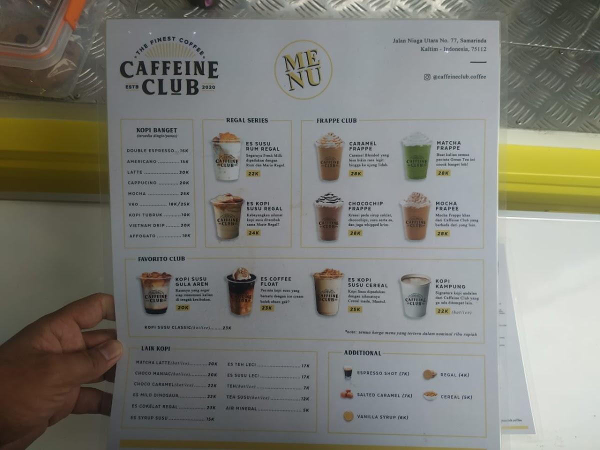 Menu at Caffeine Club Coffee, Samarinda