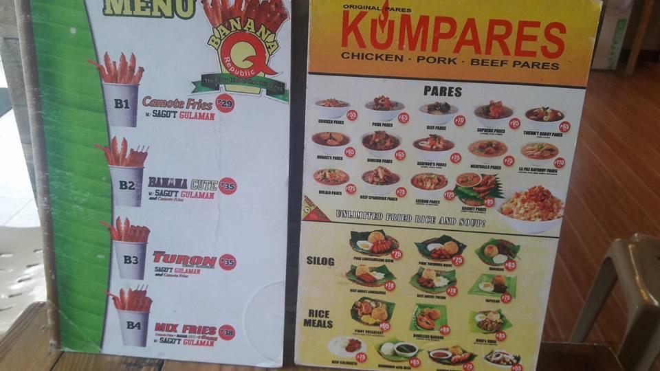 Menu at Kumpares restaurant, Parañaque, Dr Arcadio Santos Ave