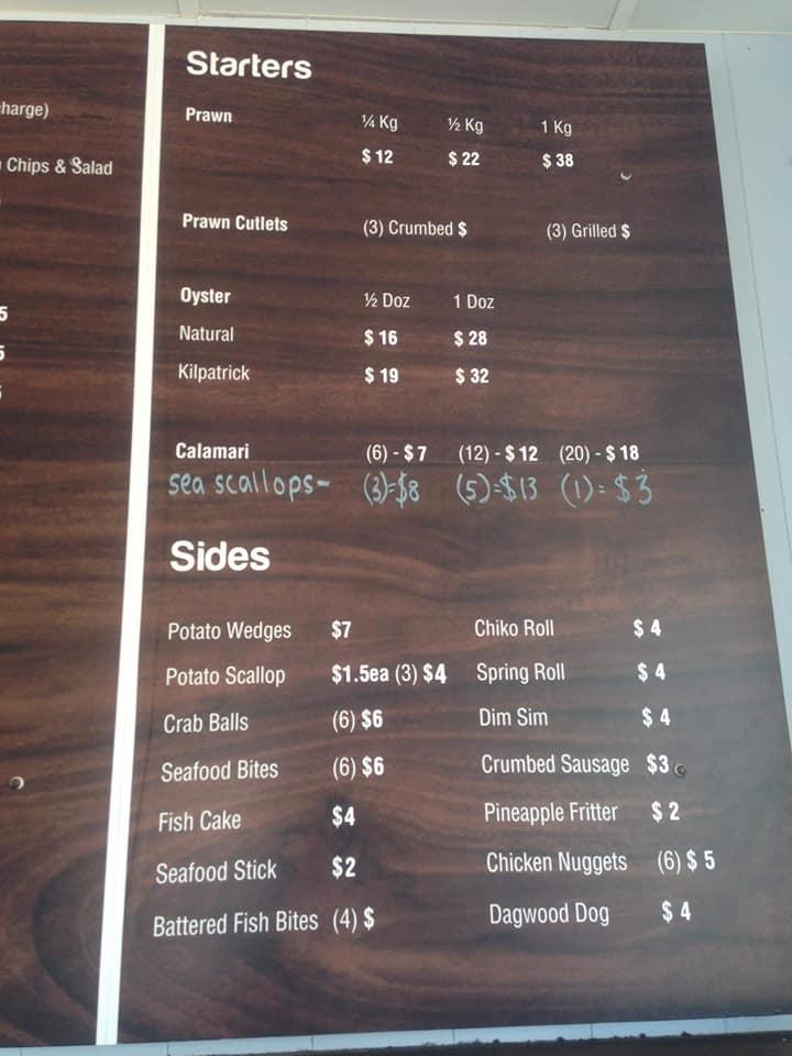 Menu at Sylvan Beach Seafood Cafe, Bellara