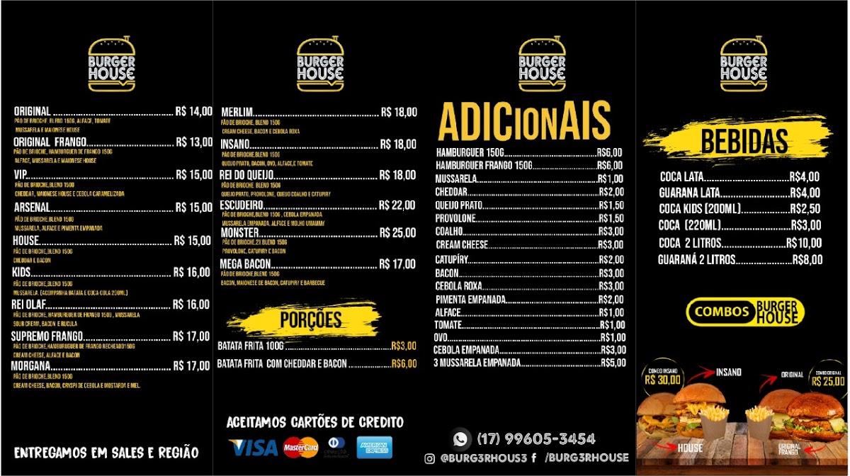 Menu em BURGER HOUSE restaurante, Brasil, Rua: Anisio Fernandes de Oliveira