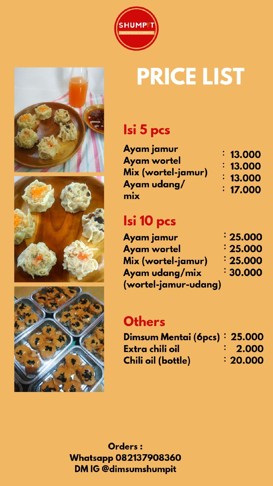 Carta del restaurante Dimsum Shumpit, Sariharjo