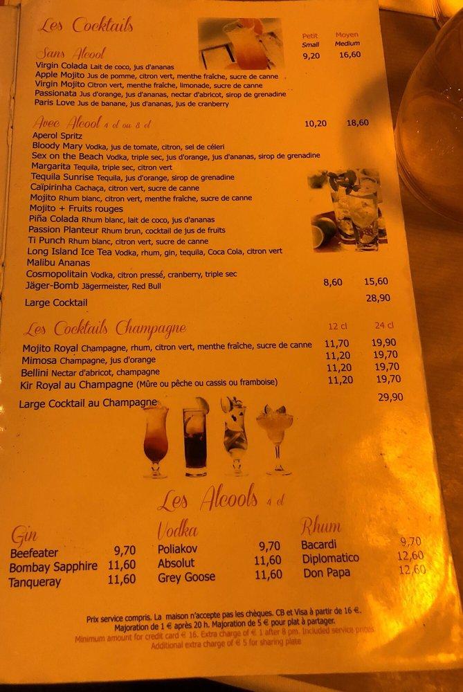 Menu au Le Bailli de Suffren restaurant, Paris, 7 avenue de Suffren