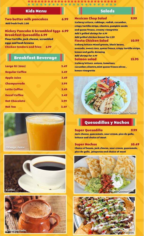 Menu at Mi Casa Café restaurant, San Rafael